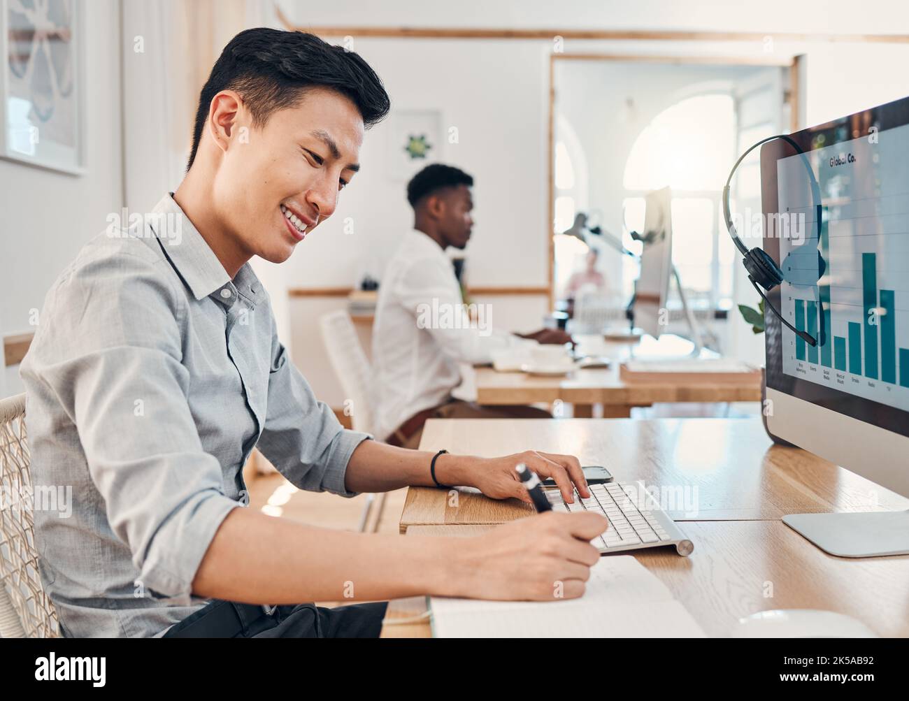 Call center, telemarketing and crm consultant writing sales report on ...