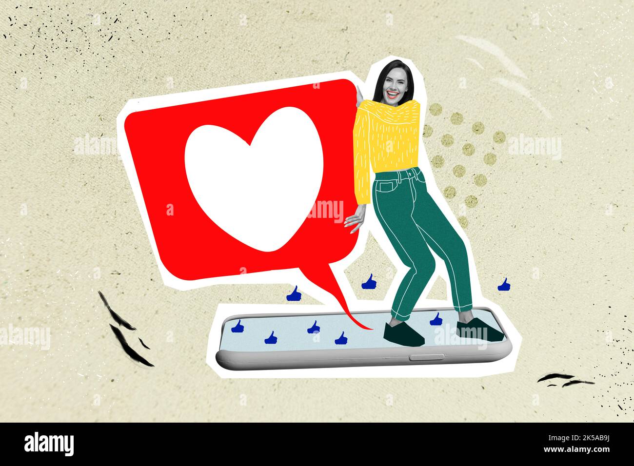 Creative Photo 3d Collage Poster Postcard Artwork Of Funny Funky Girl