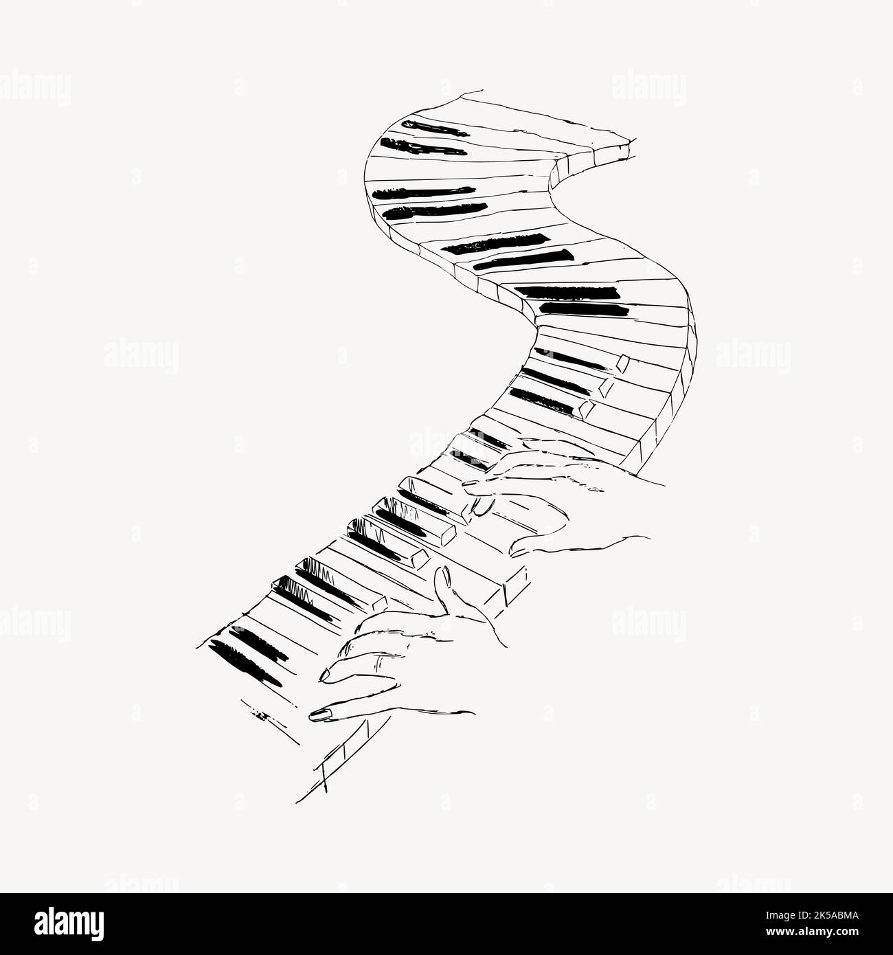 Distorted piano clipart, vintage hand drawn vector Stock Vector Image ...