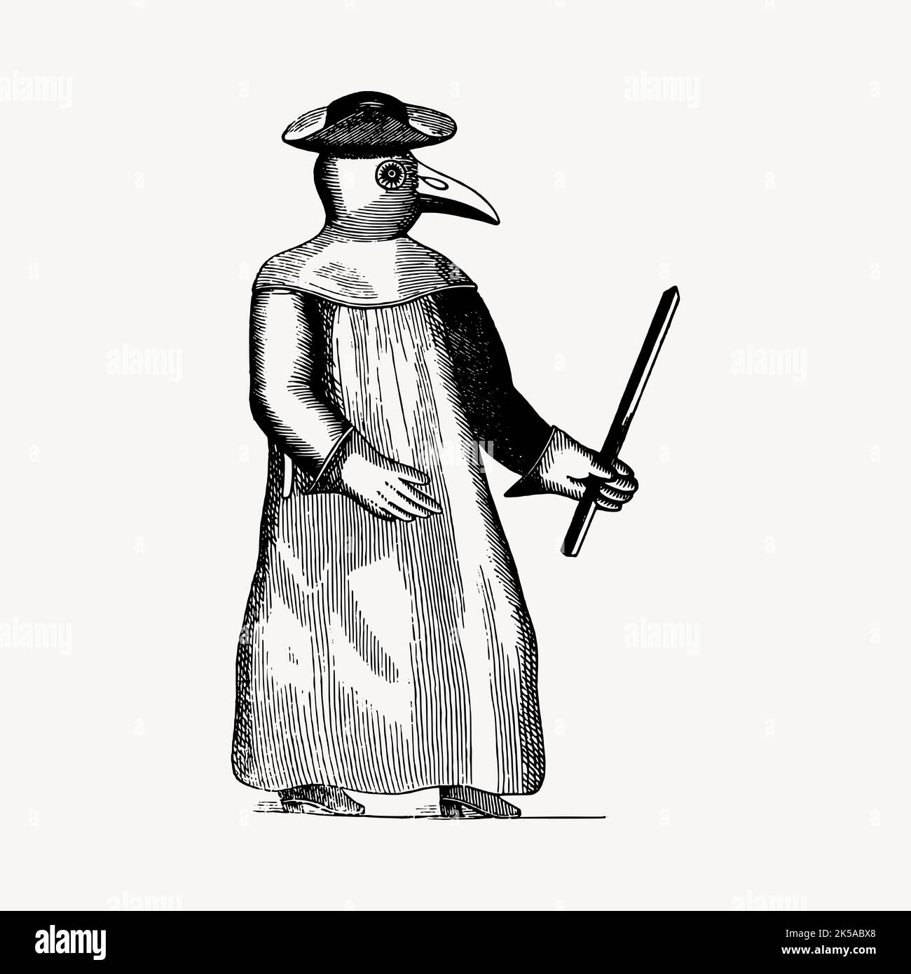 Plague doctor clipart, vintage hand drawn vector Stock Vector Image ...