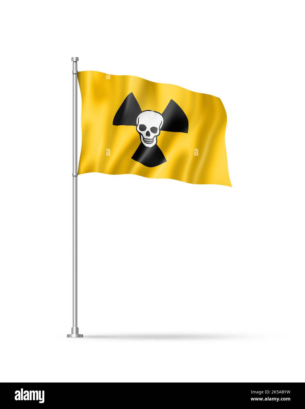 radioactive nuclear symbol death flag, 3D illustration, isolated on ...