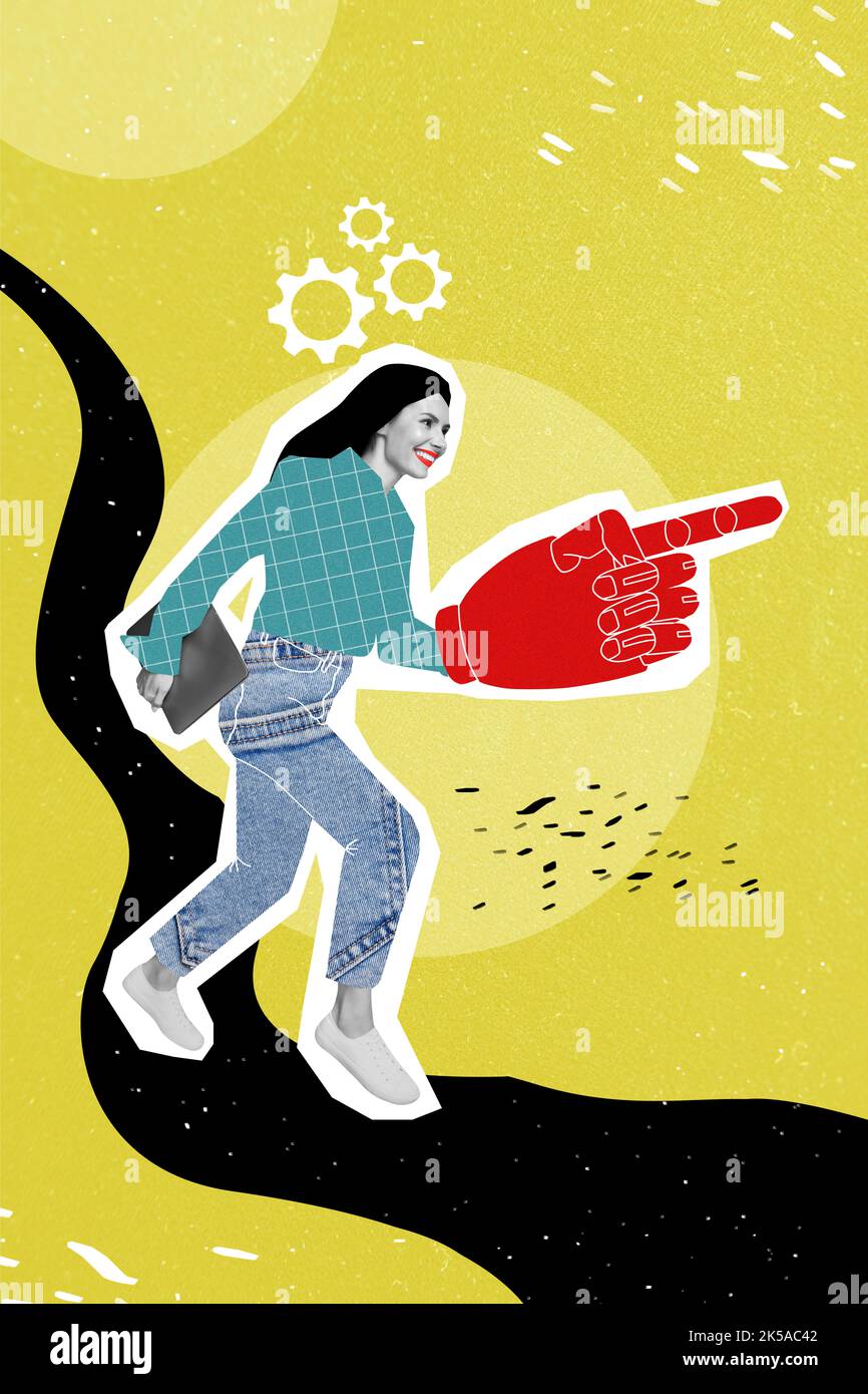 Creative photo 3d collage poster postcard artwork of happy young person ...