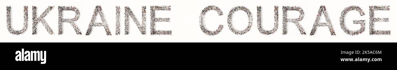Concept conceptual community of people forming the message UKRAINE ...