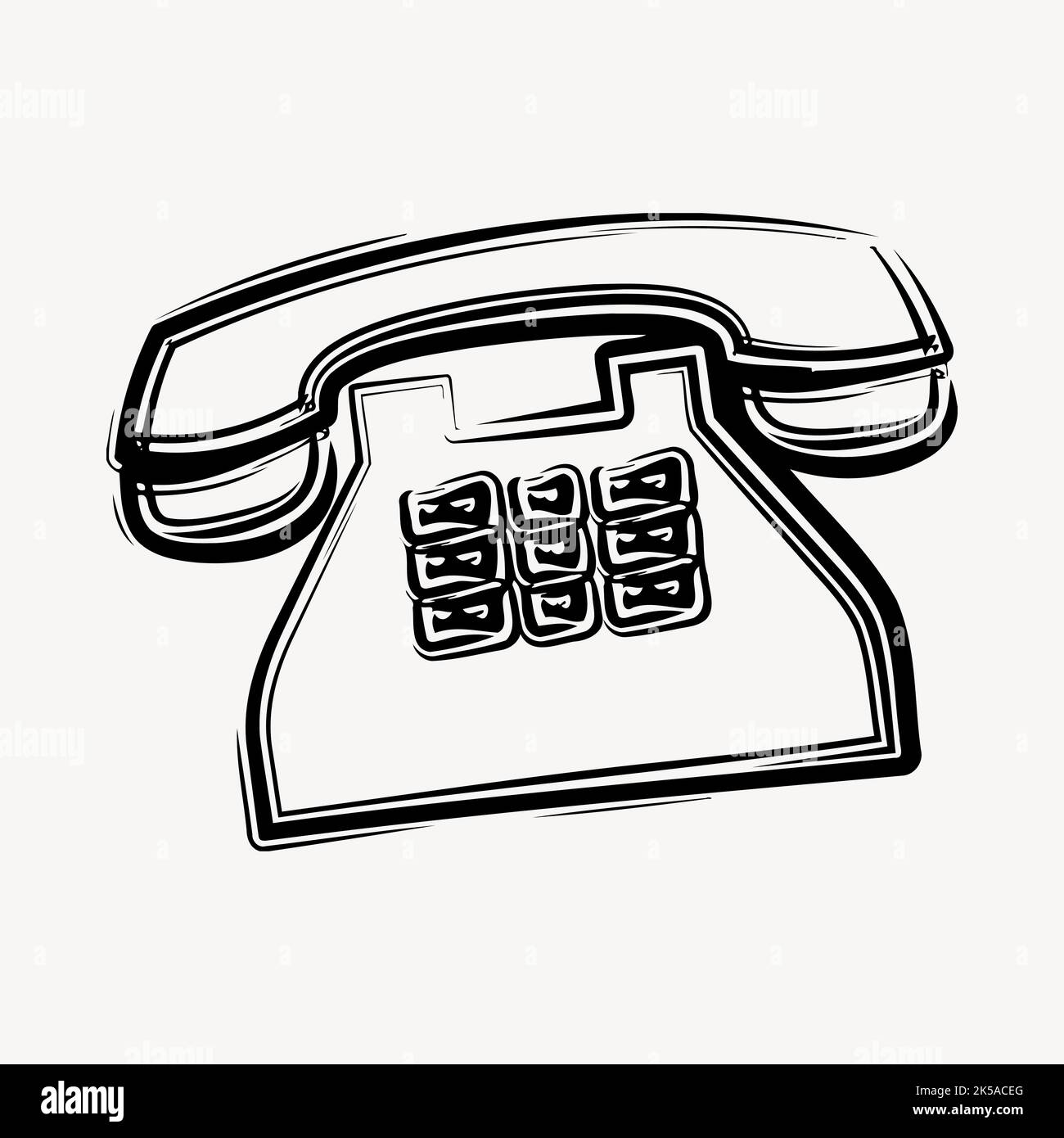 Telephone icon collage element, black and white illustration vector ...