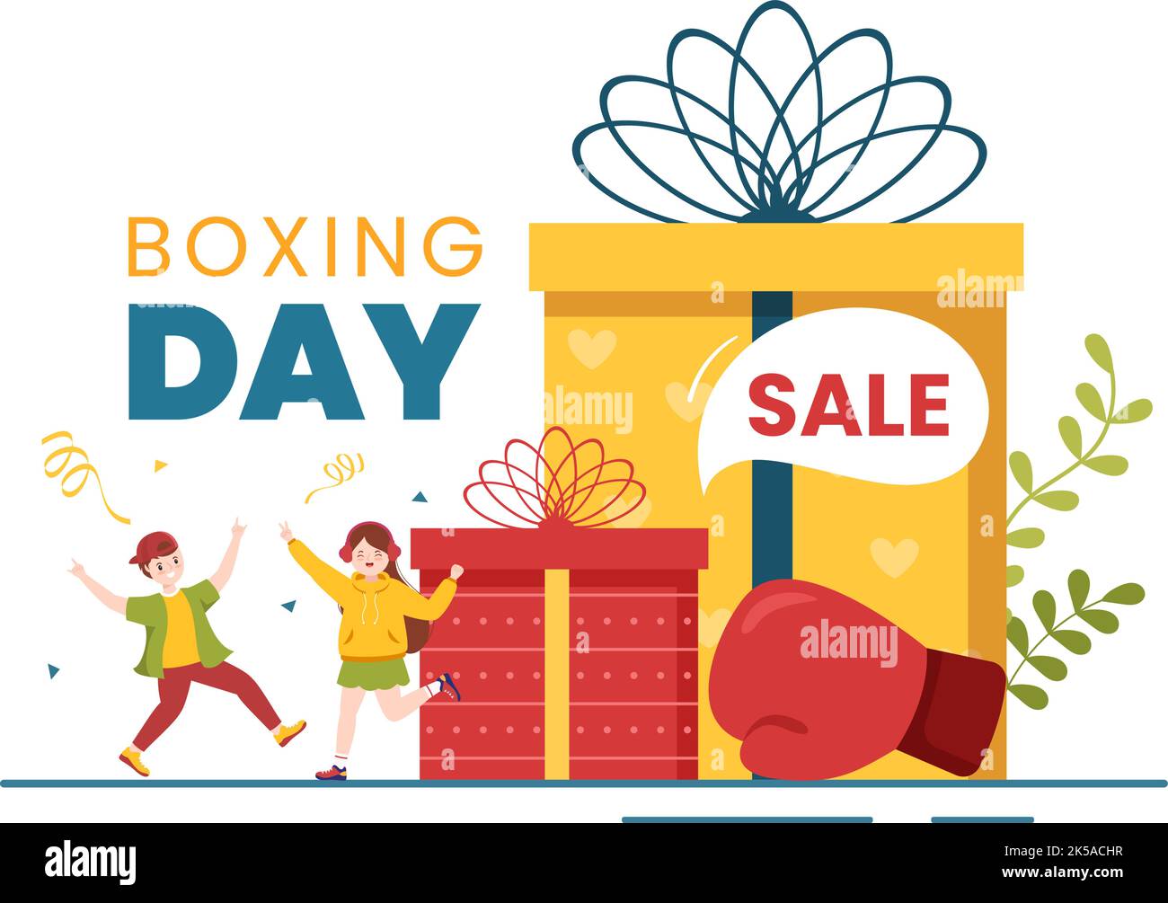 Boxing Day Sale Template Hand Drawn Cartoon Flat Illustration with ...
