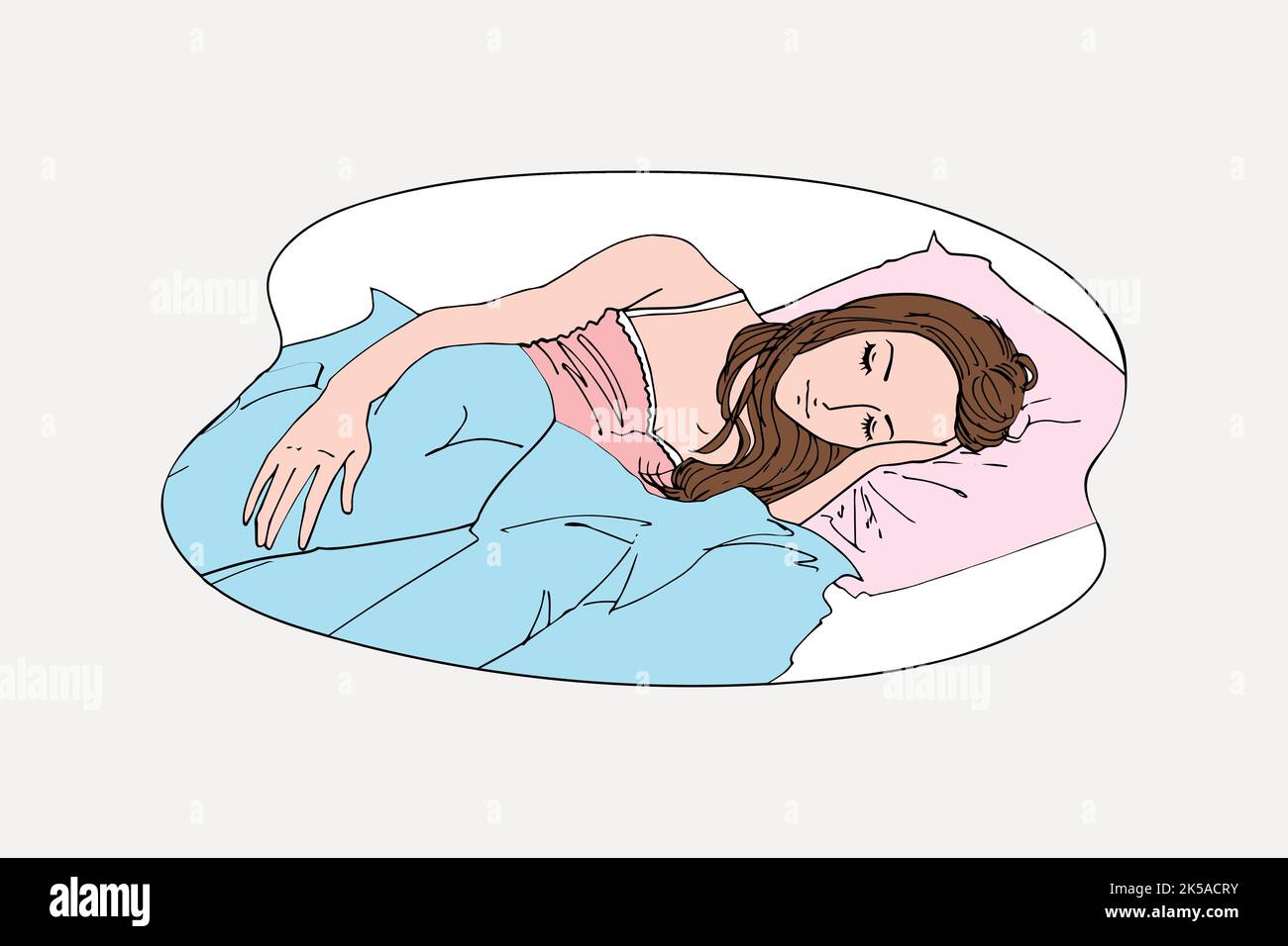 Sleeping woman collage element, cute illustration vector Stock Vector ...