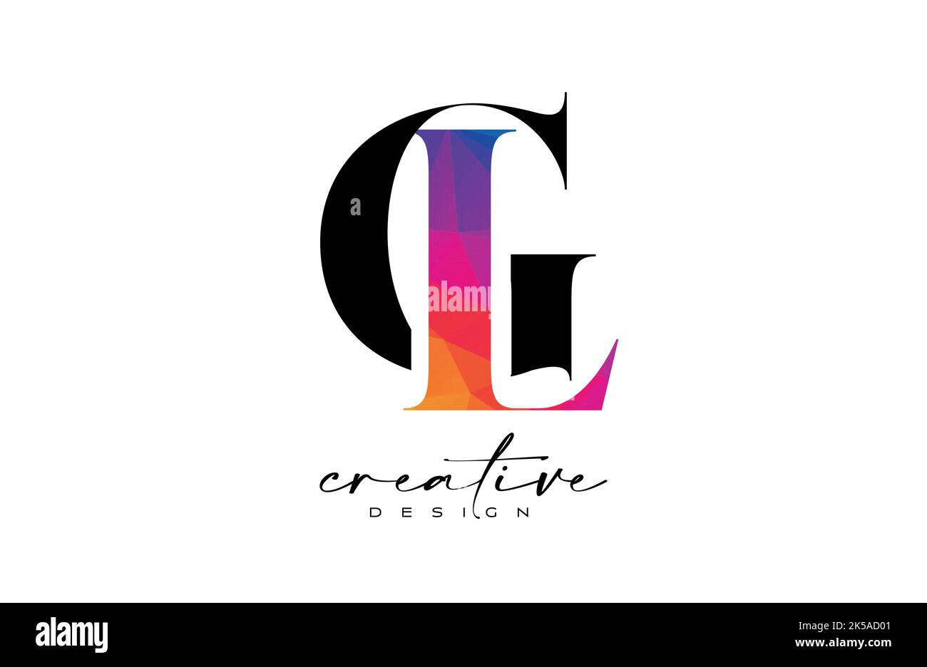 GL Letter Design with Creative Cut and Colorful Rainbow Texture. LG ...