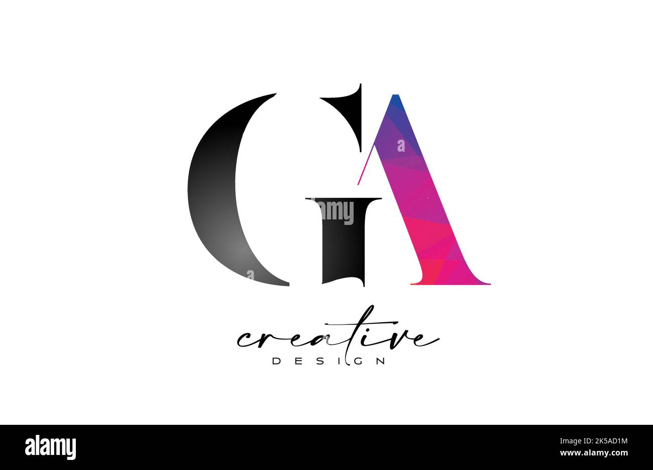 GA Letter Design with Creative Cut and Colorful Rainbow Texture.GA ...