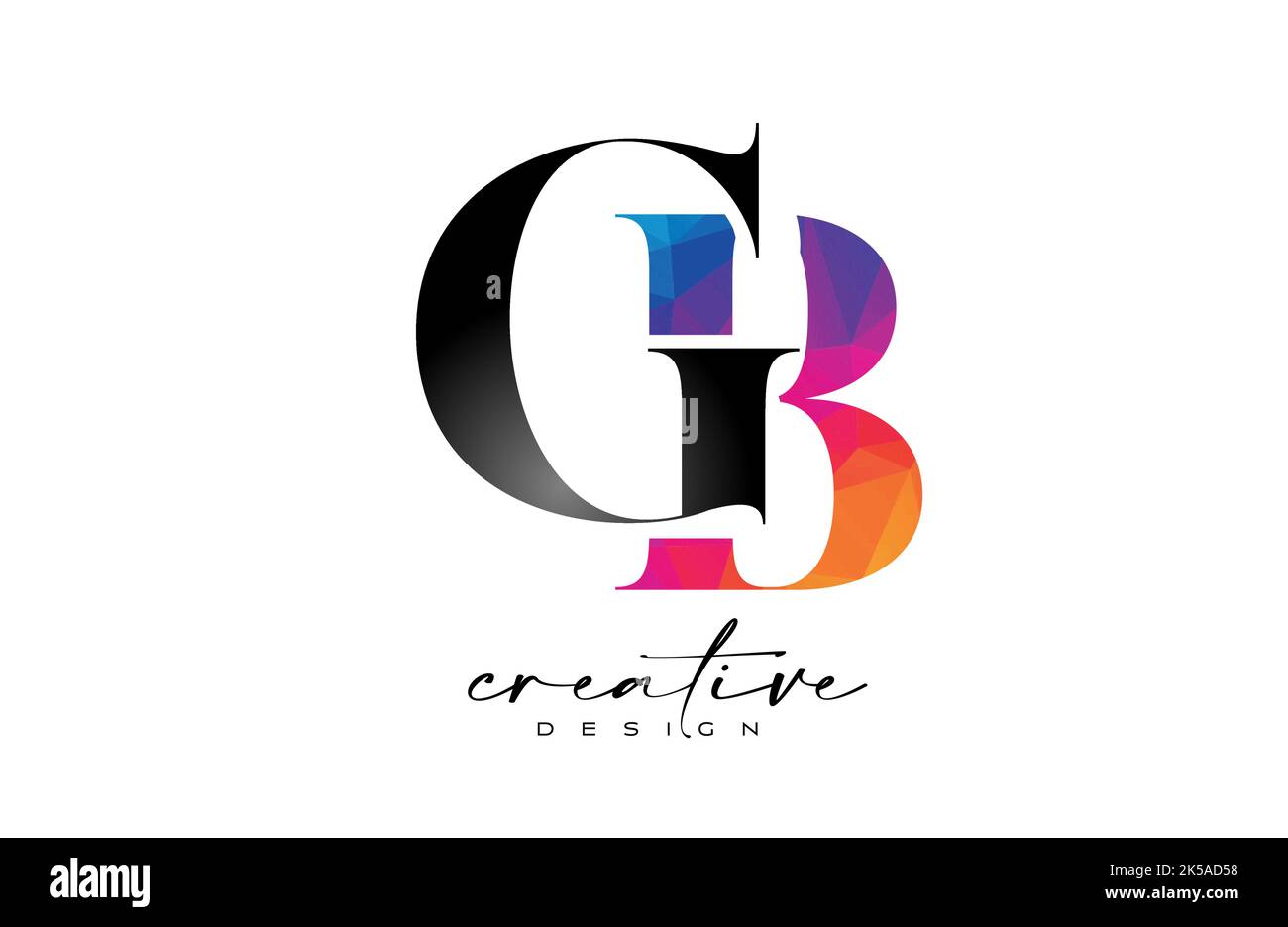 GB Letter Design with Creative Cut and Colorful Rainbow Texture. GB ...