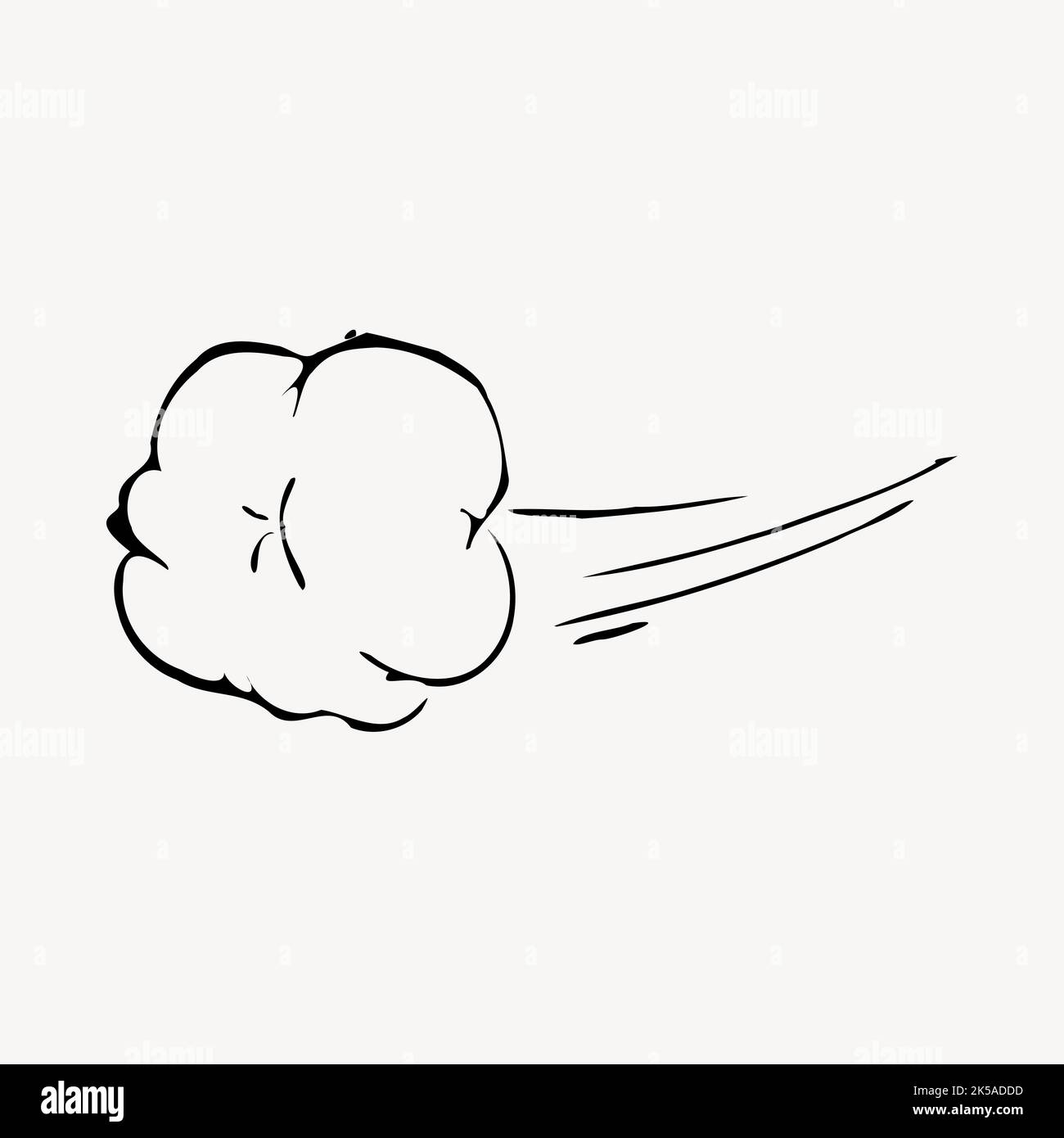 Comic speed cloud collage element, black and white illustration vector ...