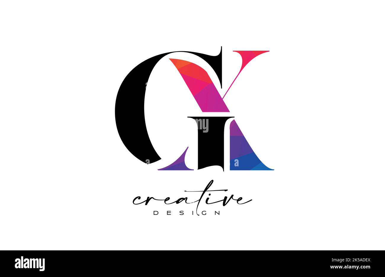 GX Letter Design with Creative Cut and Colorful Rainbow Texture. XG ...