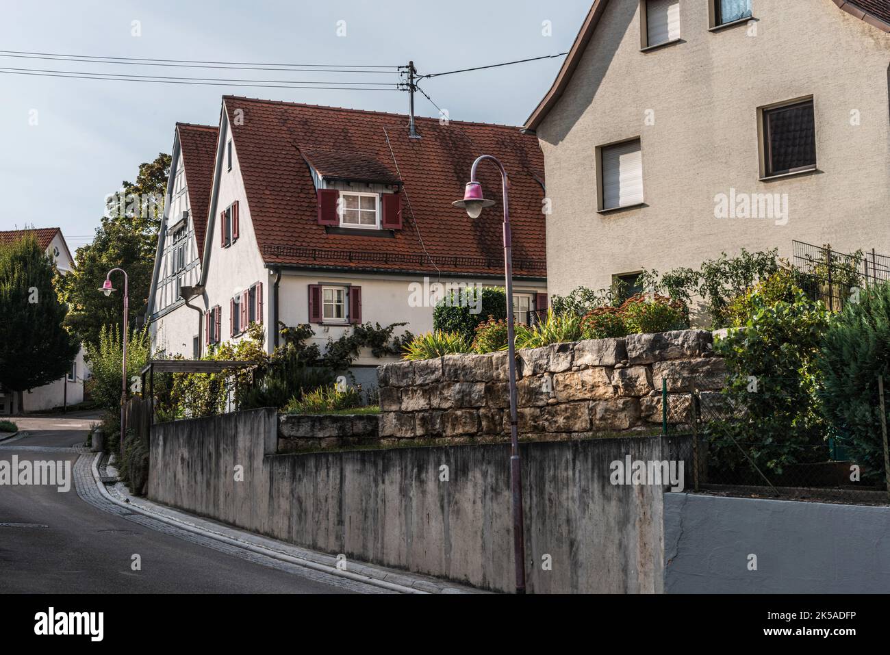 Traditional small house with beautiful outdoor decor facade in Germany ...
