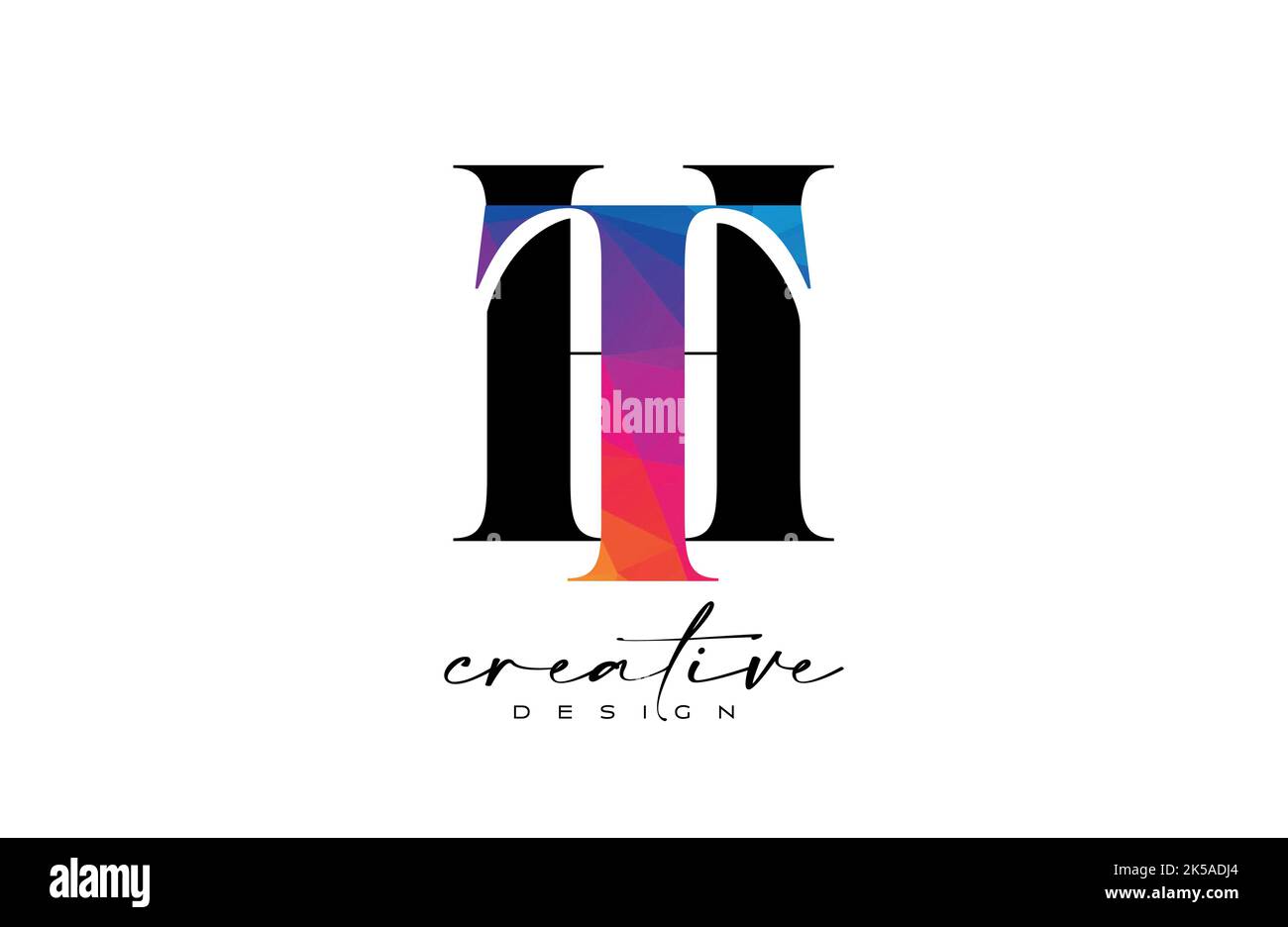 HT Letter Design with Creative Cut and Colorful Rainbow Texture. TH ...