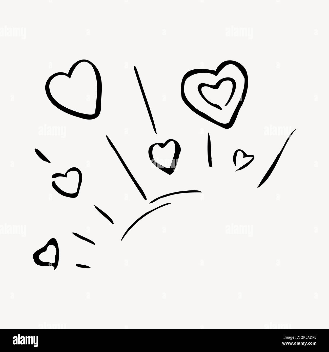 Heart comic effect collage element, black and white illustration vector ...