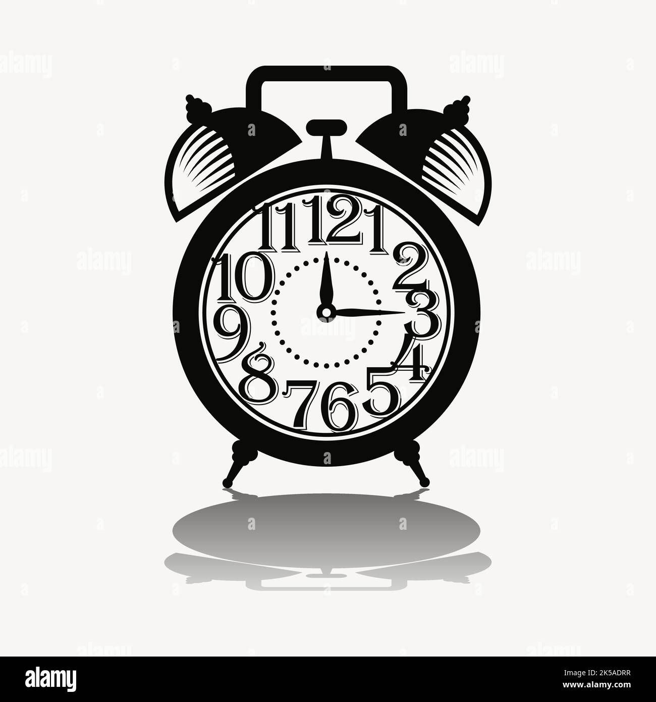 Alarm clock collage element, black and white illustration vector Stock ...