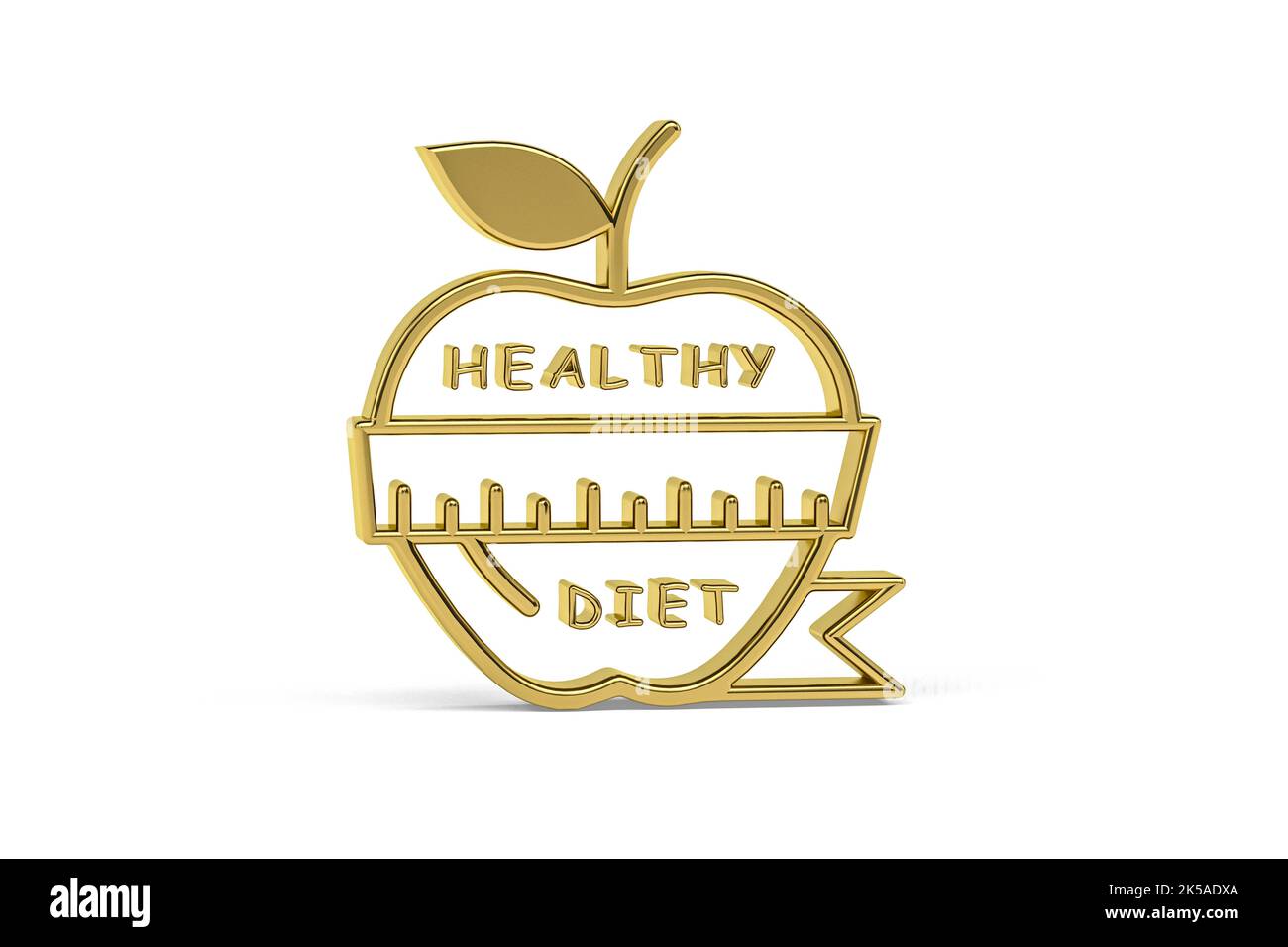 Golden 3d healthy diet icon isolated on white background - 3d render ...