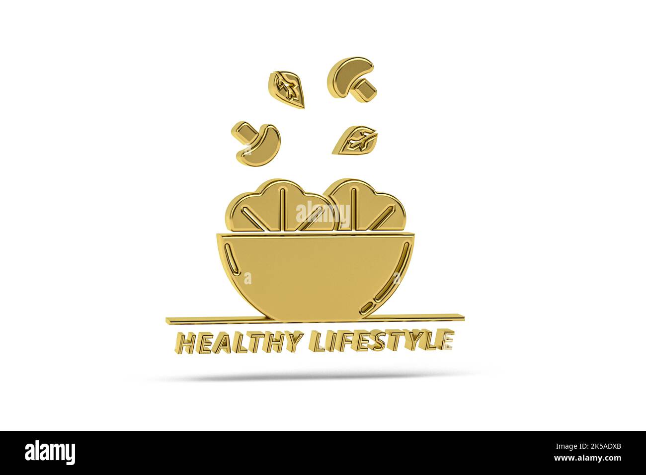 Golden 3d healthy diet icon isolated on white background - 3d render ...