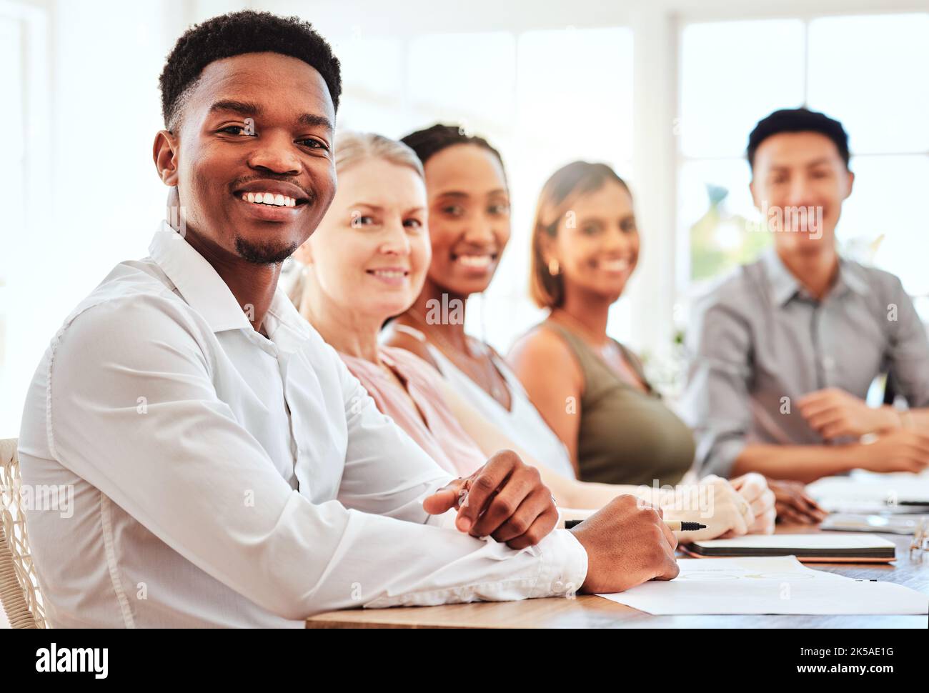 Business team, training and audience diversity with happy employees at ...