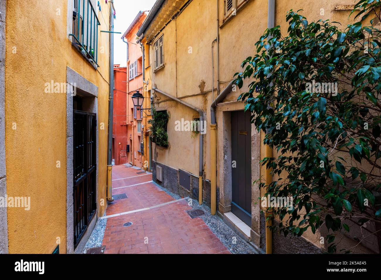 Colorful mediterranean houses and narrow winding streets, hilly ...