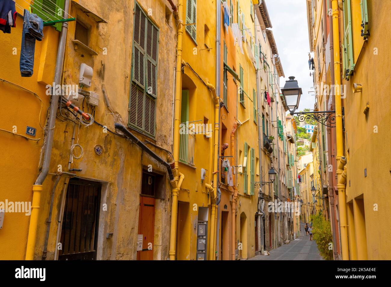 Colorful mediterranean houses and narrow winding streets, hilly ...
