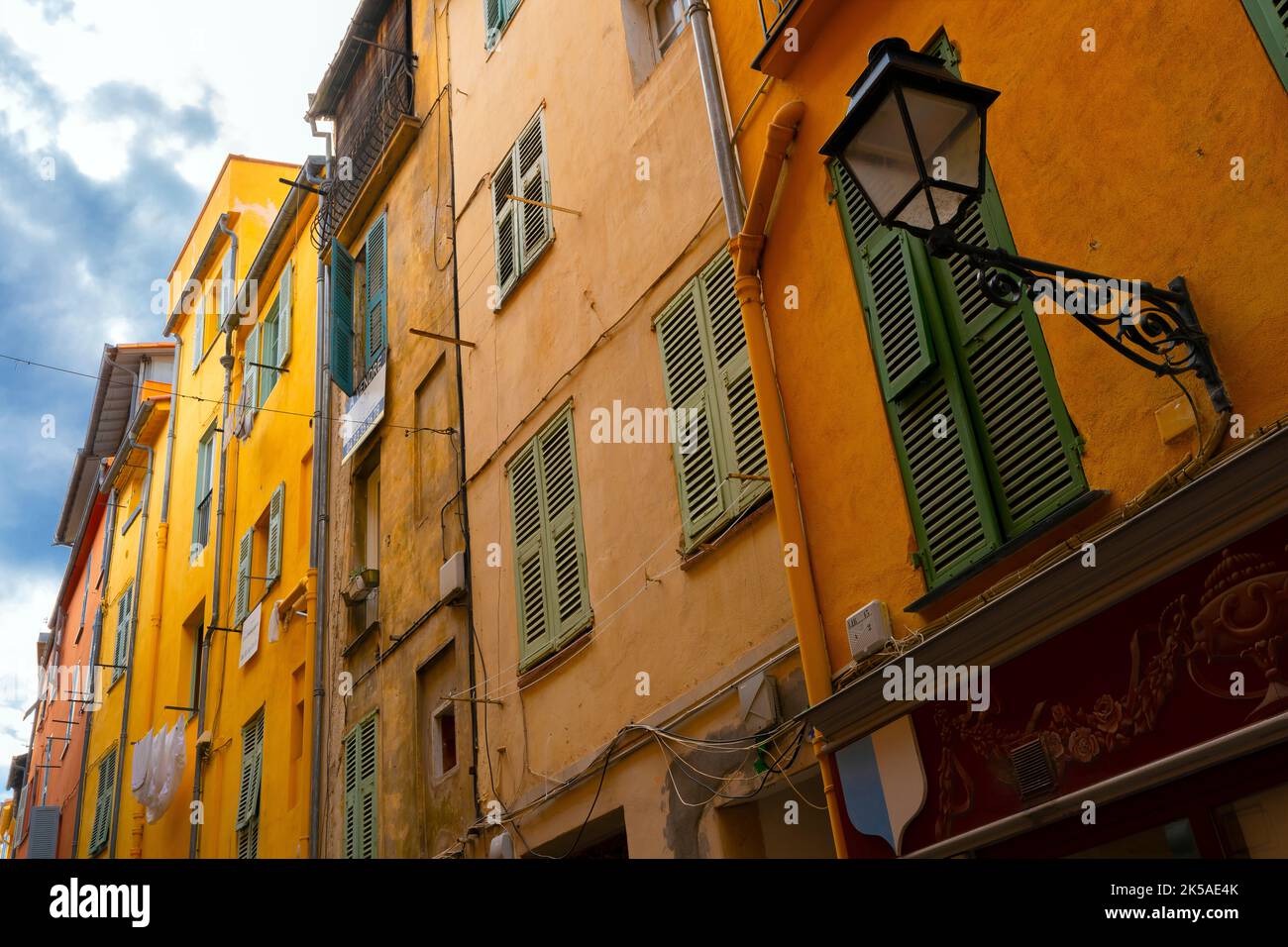 Colorful mediterranean houses and narrow winding streets, hilly ...
