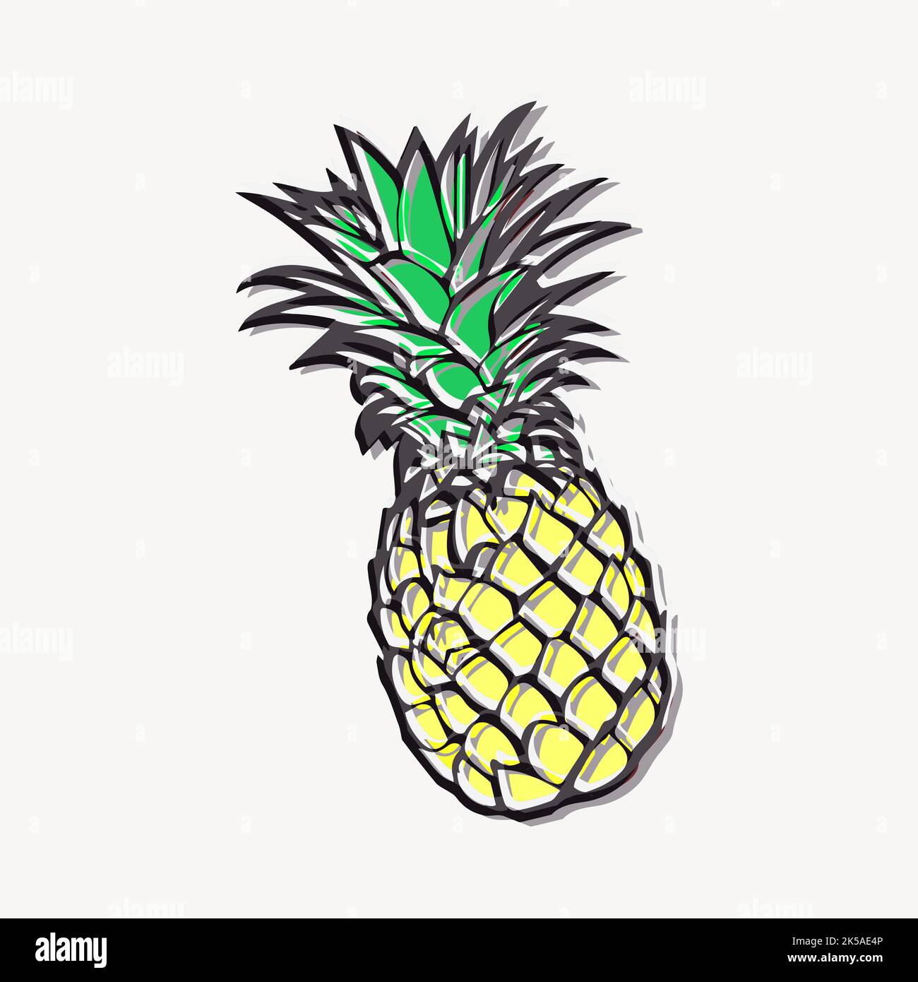 Pineapple collage element, fruit illustration vector Stock Vector Image ...