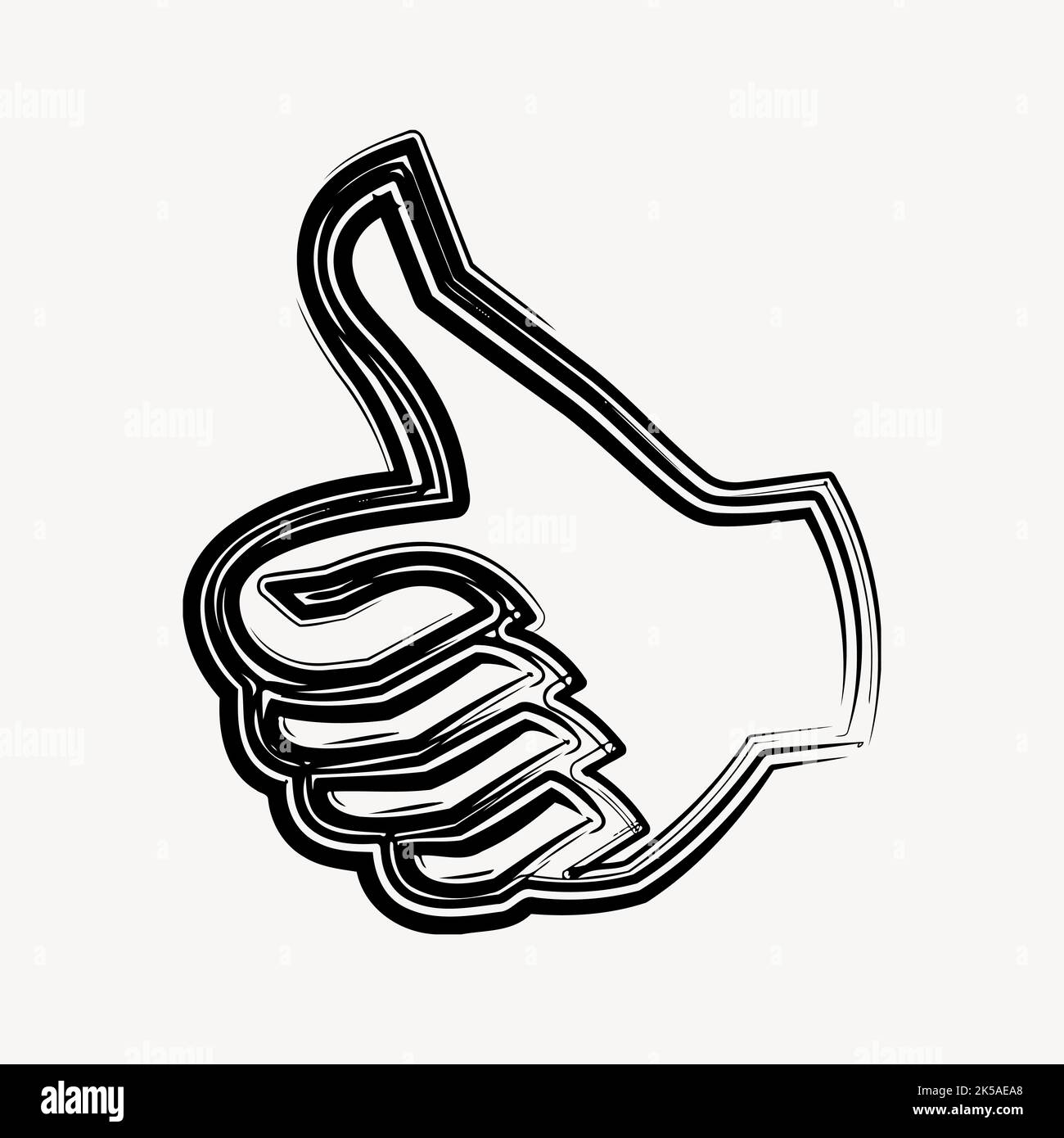 Thumbs up collage element, black and white illustration vector Stock ...