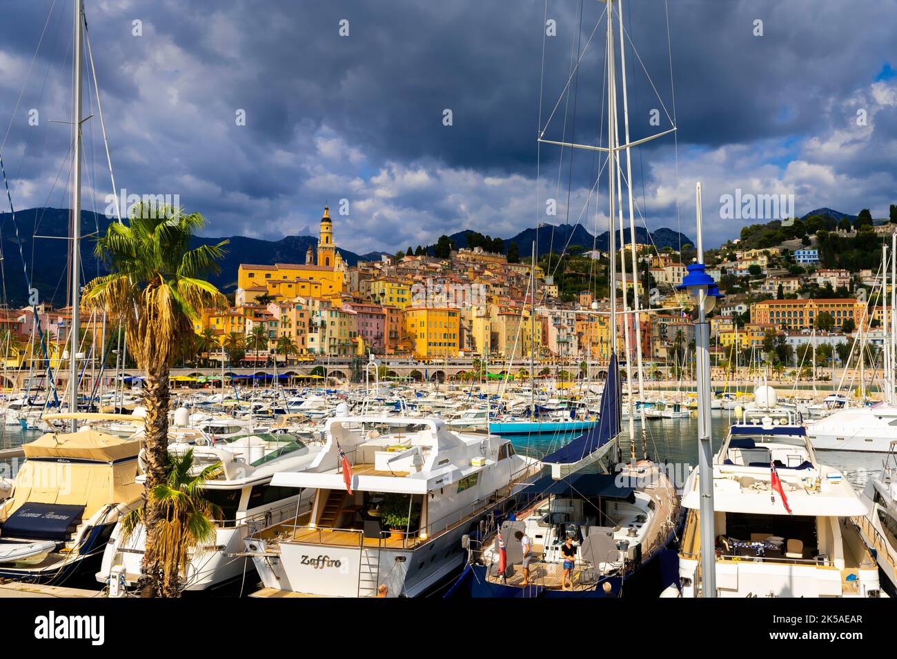 View of Menton town on the French Riviera, in the Alpes-Maritimes ...