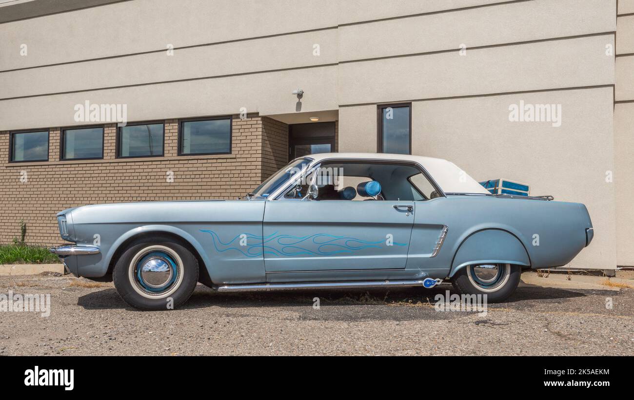 ROYAL OAK, MI/USA - AUGUST 18, 2016: A 1965 Ford Mustang car with rare ...