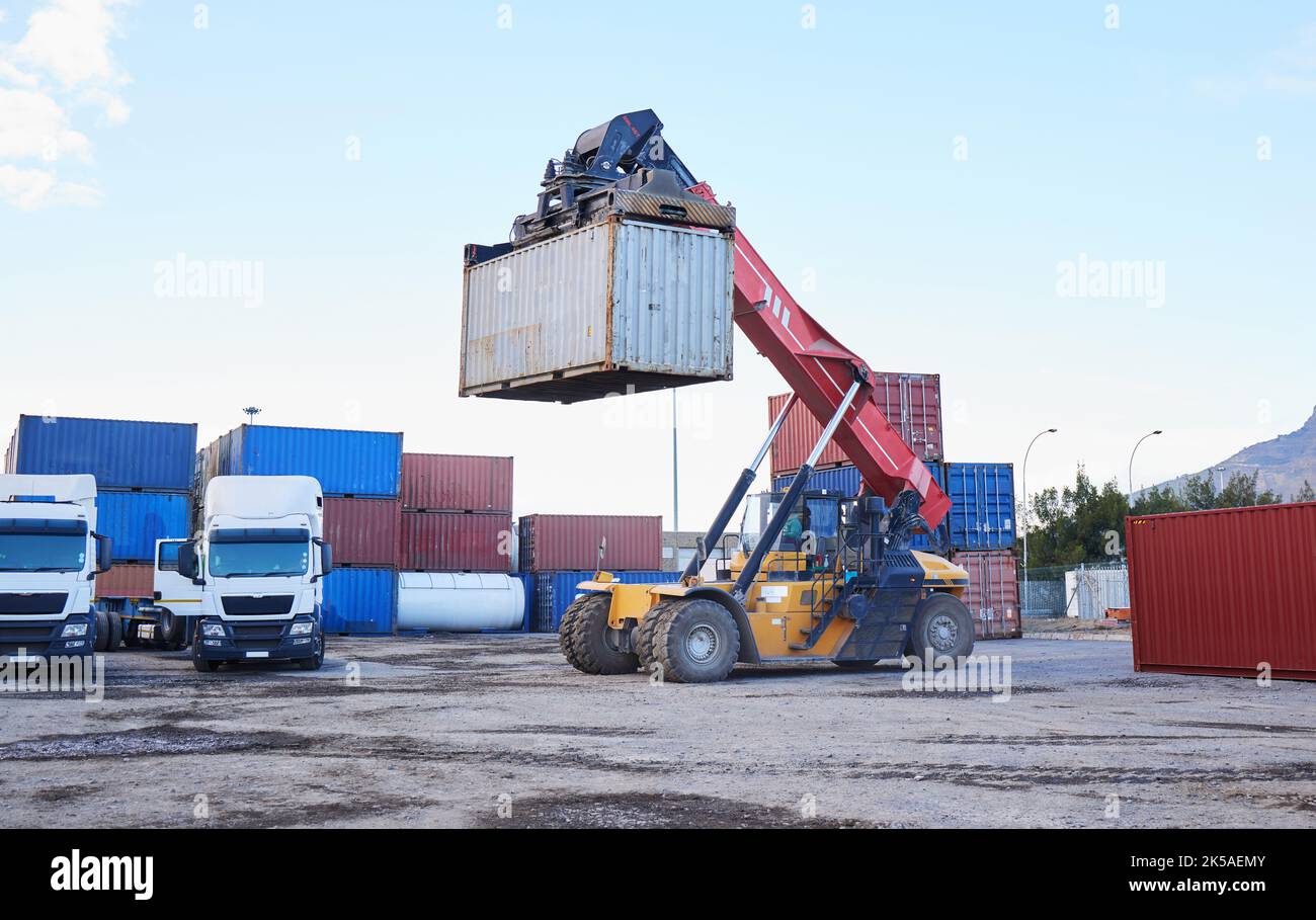 Logistics industry, forklift shipping container for distribution truck ...