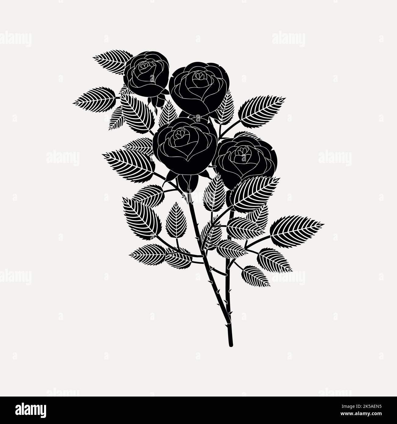Silhouette rose clipart, flower illustration vector Stock Vector Image ...