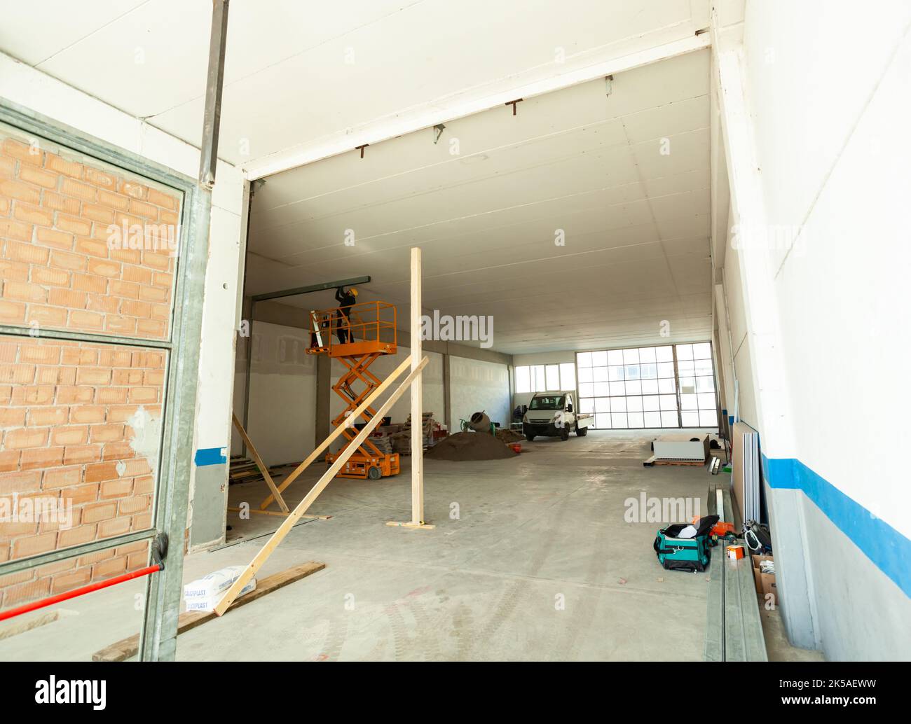 Refurbishment of a large industrial building. The construction site in ...