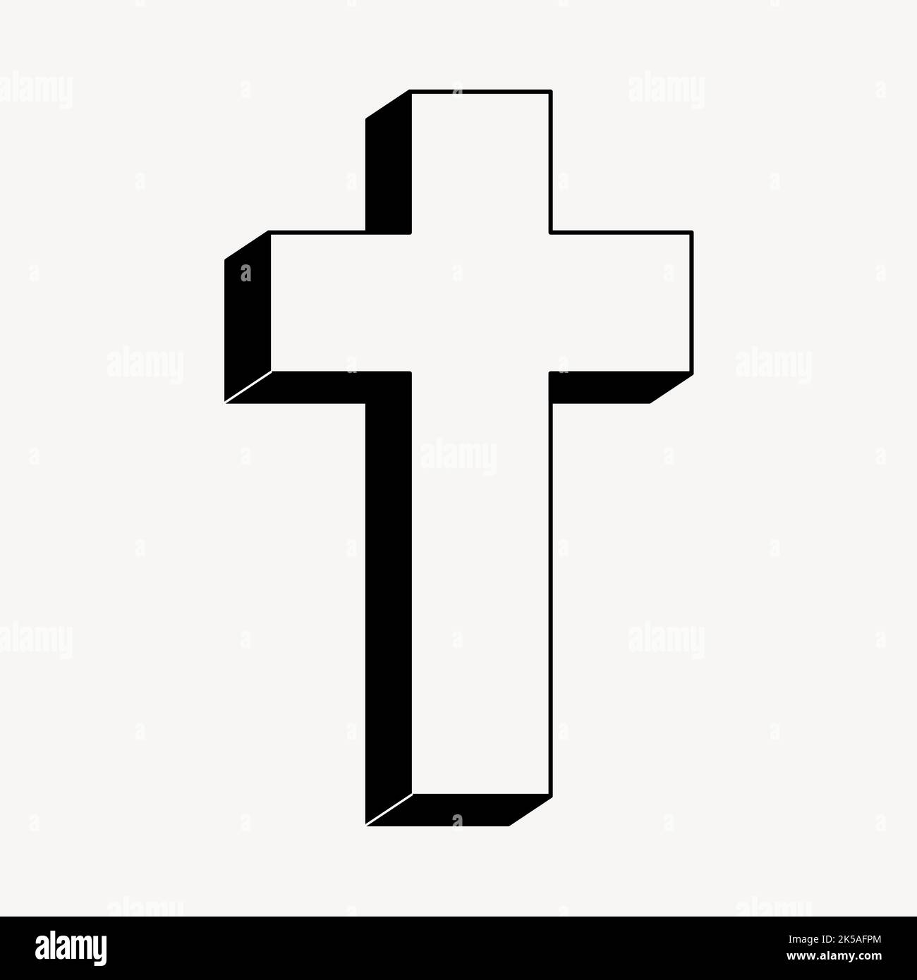 Christian cross collage element, black and white illustration vector ...