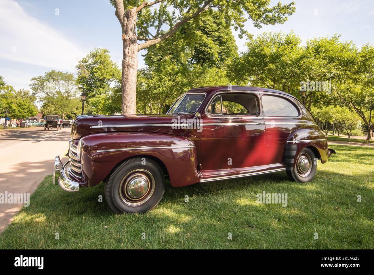 DEARBORN, MI/USA - JUNE 18, 2016: A 1946 Ford Super Deluxe car at The ...
