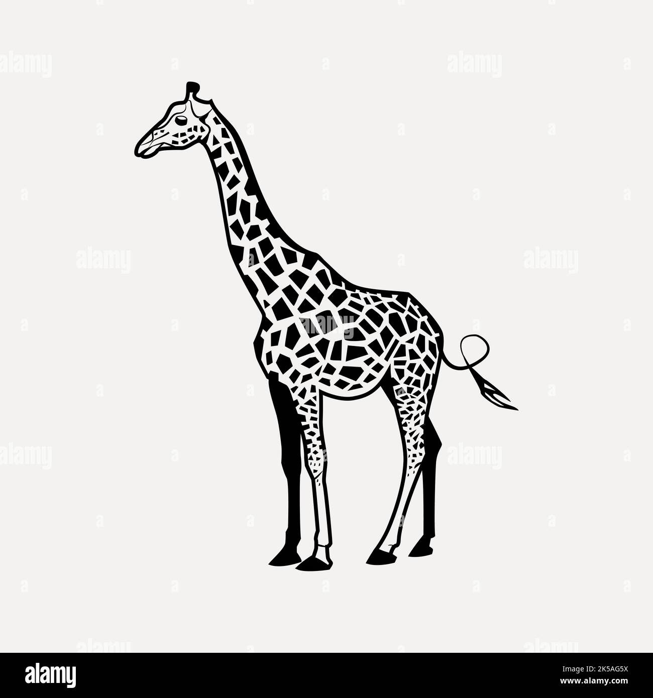 Giraffe drawing, black and white illustration vector Stock Vector Image ...