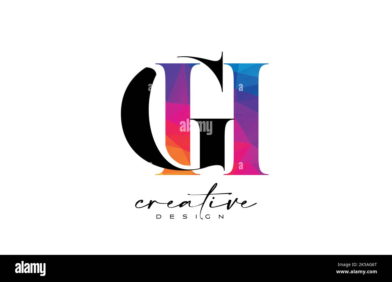 GH Letter Design with Creative Cut and Colorful Rainbow Texture.GH ...