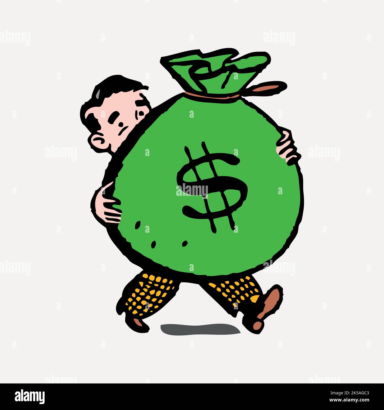 Money bag collage element, cute illustration vector Stock Vector Image ...