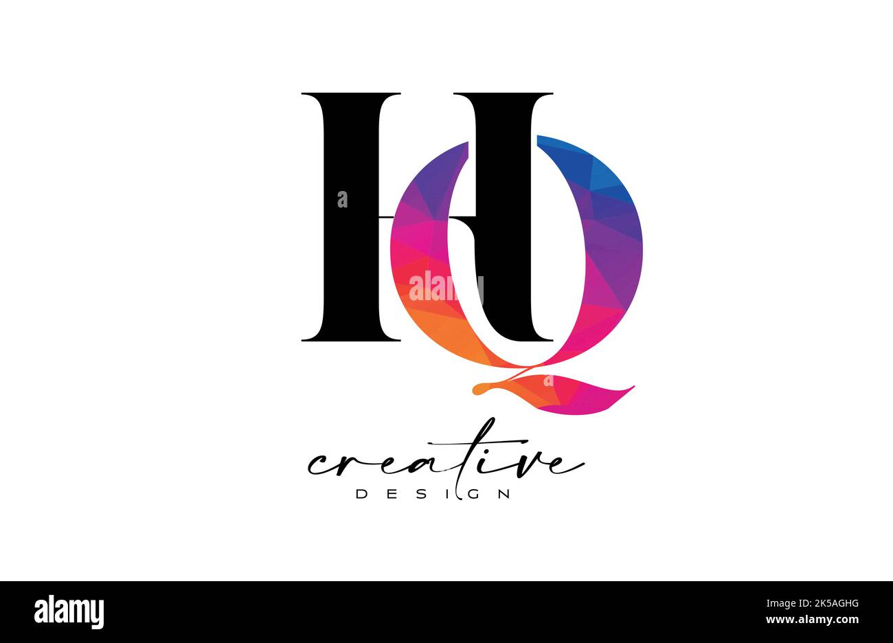 HQ Letter Design with Creative Cut and Colorful Rainbow Texture. QH ...