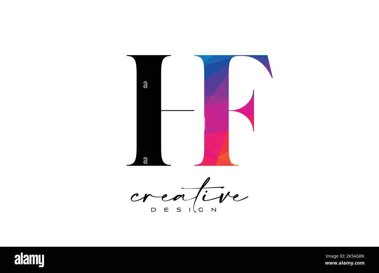 HF Letter Design with Creative Cut and Colorful Rainbow Texture. HF ...