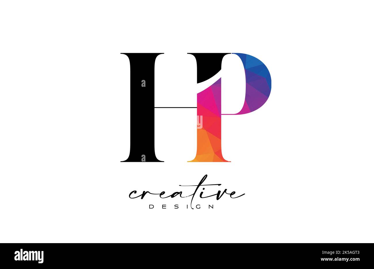 HP Letter Design with Creative Cut and Colorful Rainbow Texture. PH ...