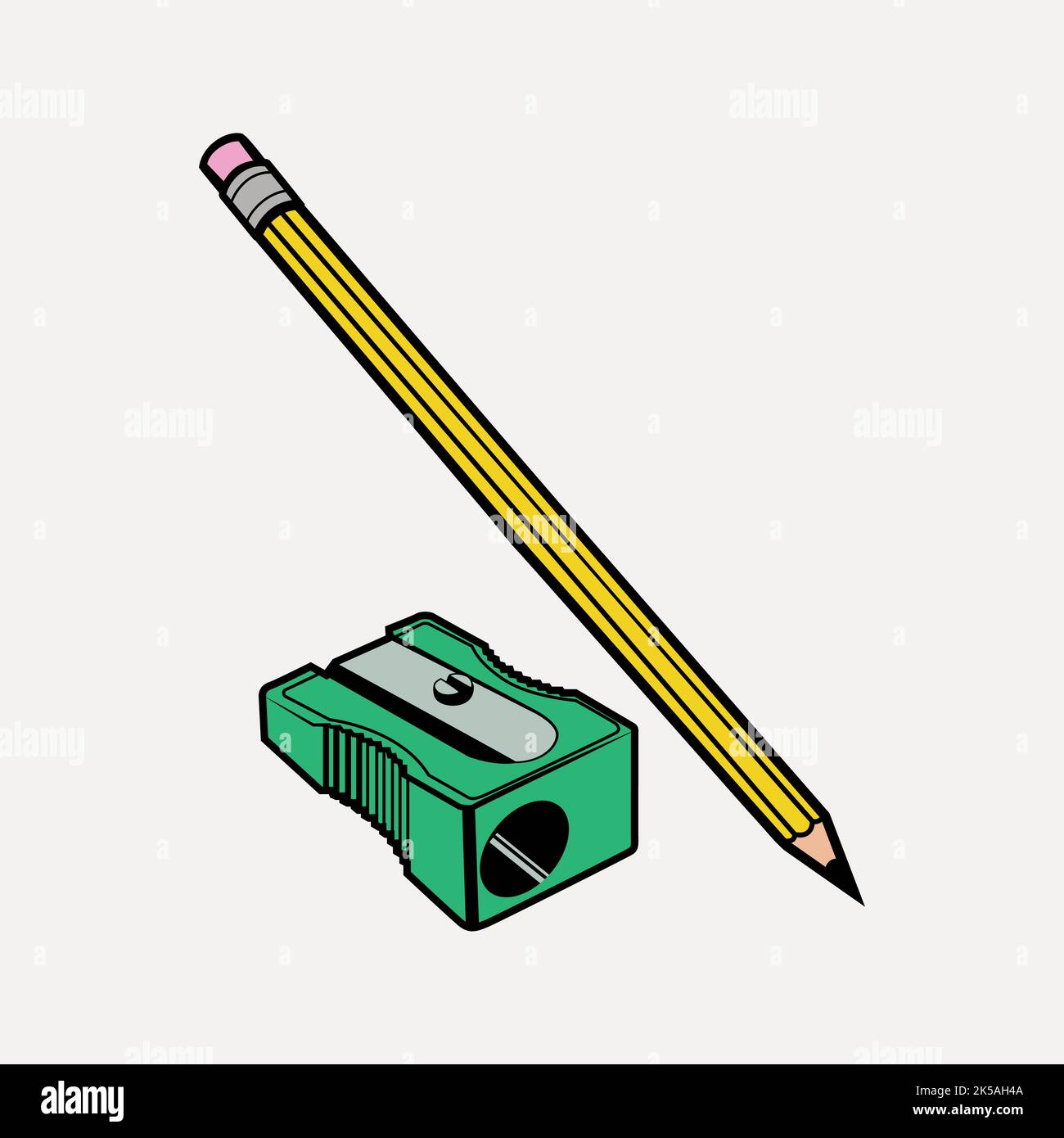 Pencil and sharpener collage element, cute illustration vector Stock ...