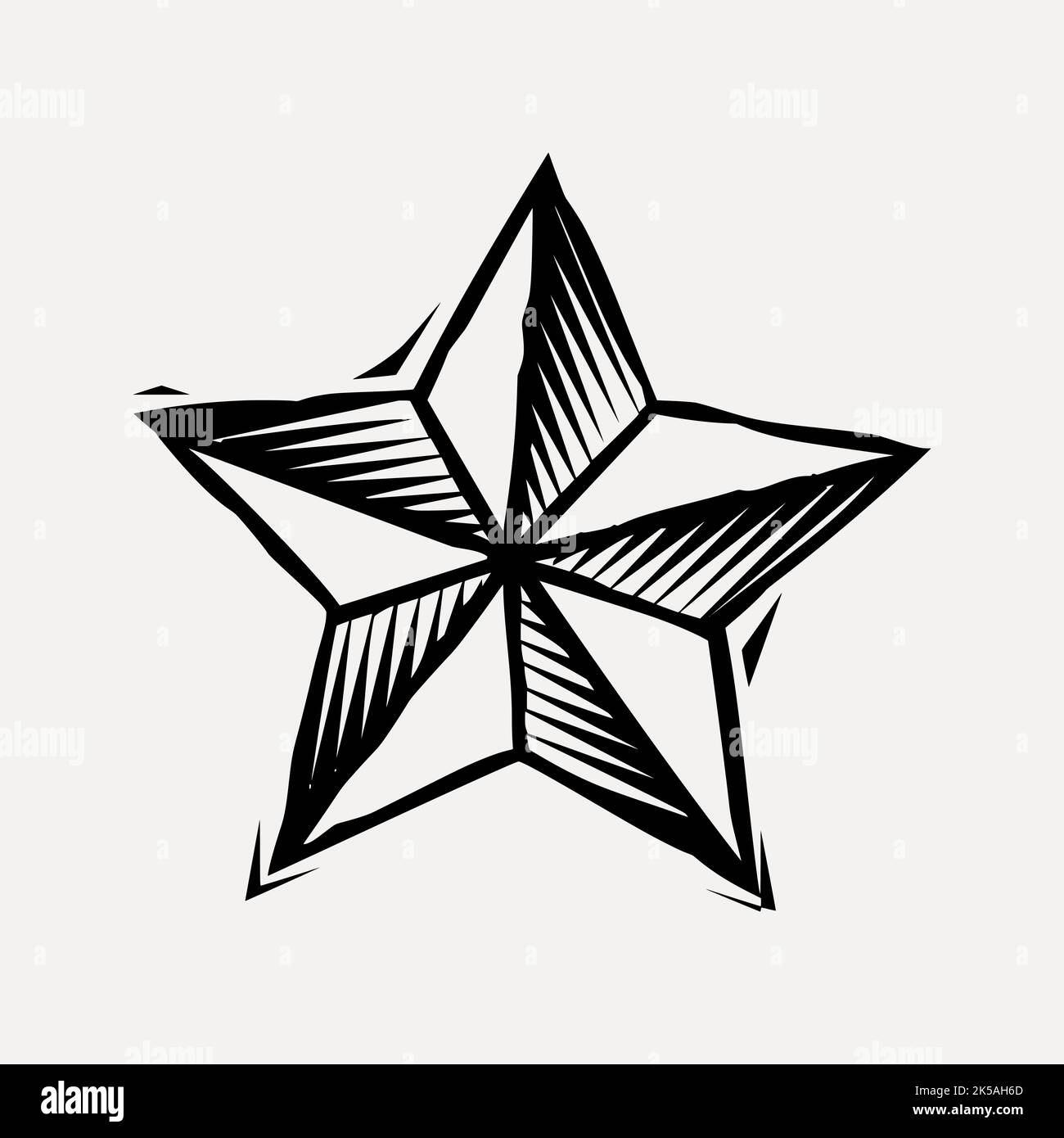 Star drawing, black and white illustration vector Stock Vector Image ...