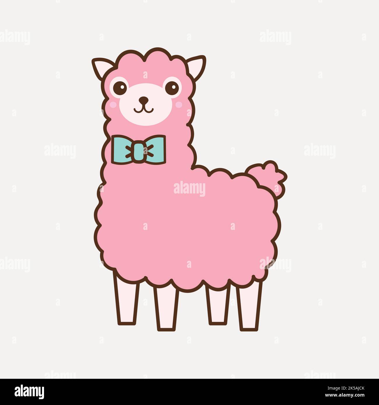 Pink alpaca collage element, cute illustration vector Stock Vector ...