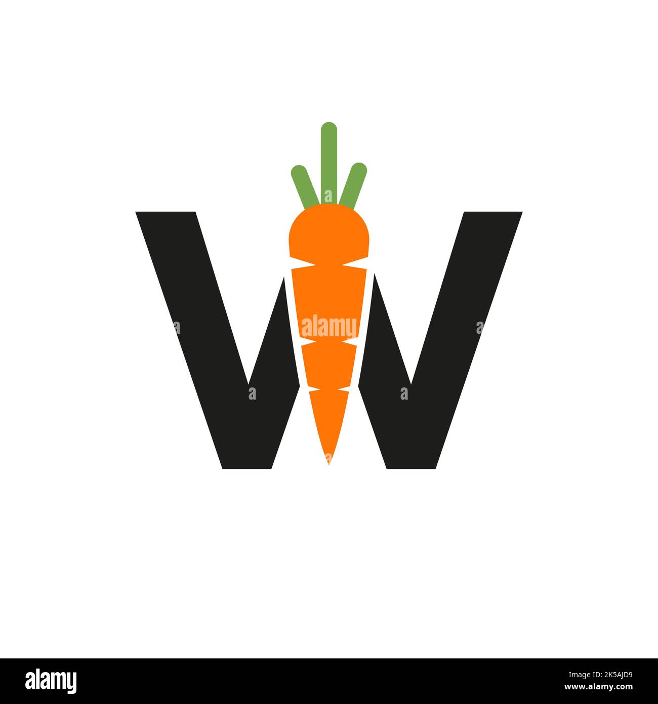 Initial Letter W Carrot Icon Design Vector Template. Carrot Logo Based ...