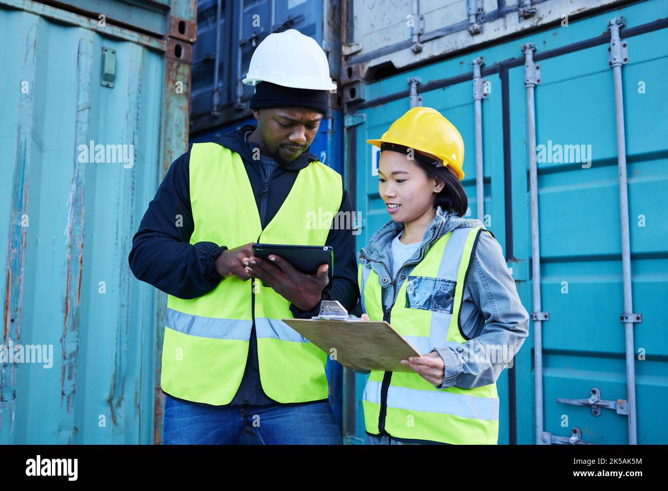 Shipping logistics checklist, tablet for inventory management used by ...