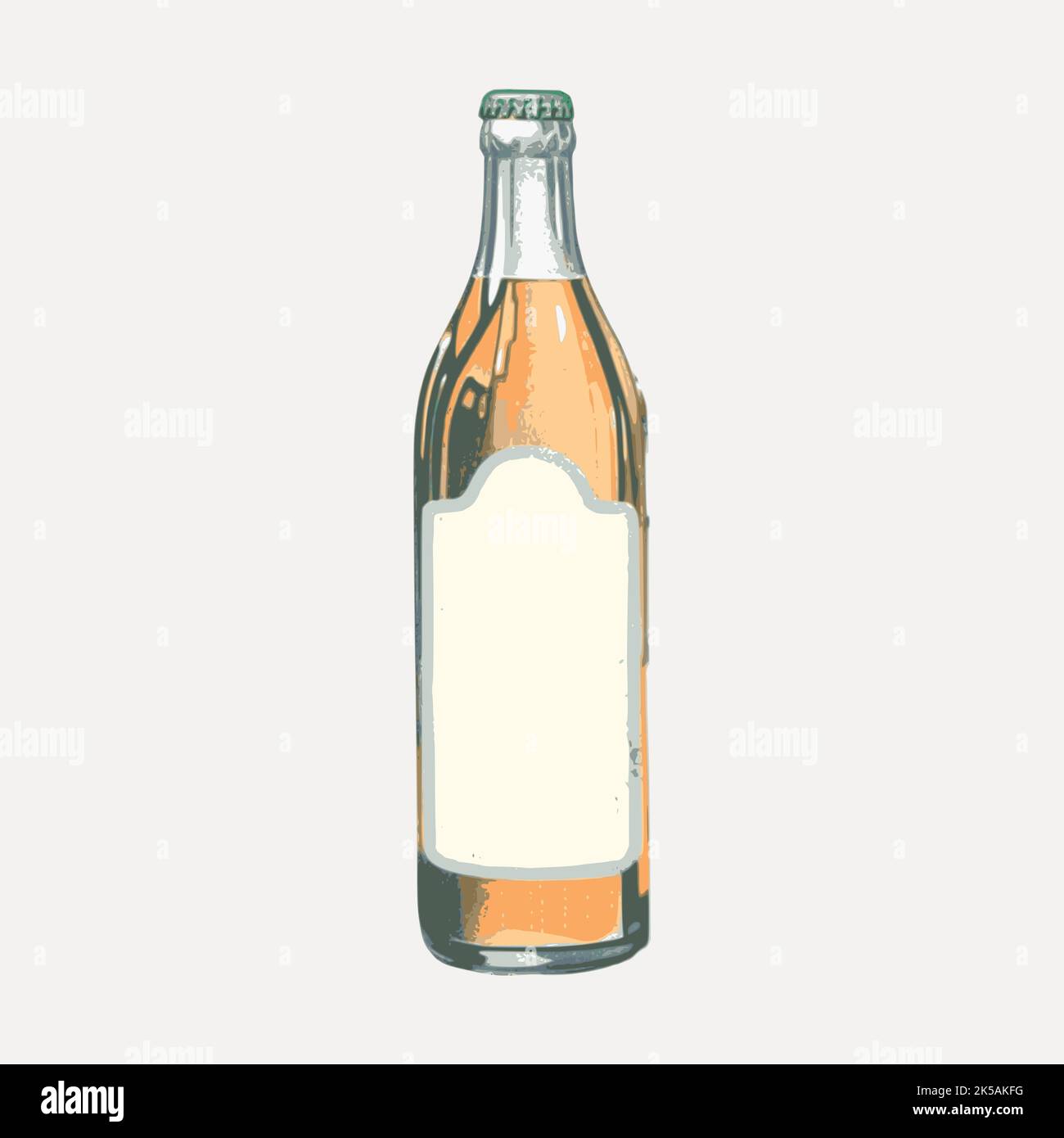 Alcohol bottle collage element, cute illustration vector Stock Vector ...