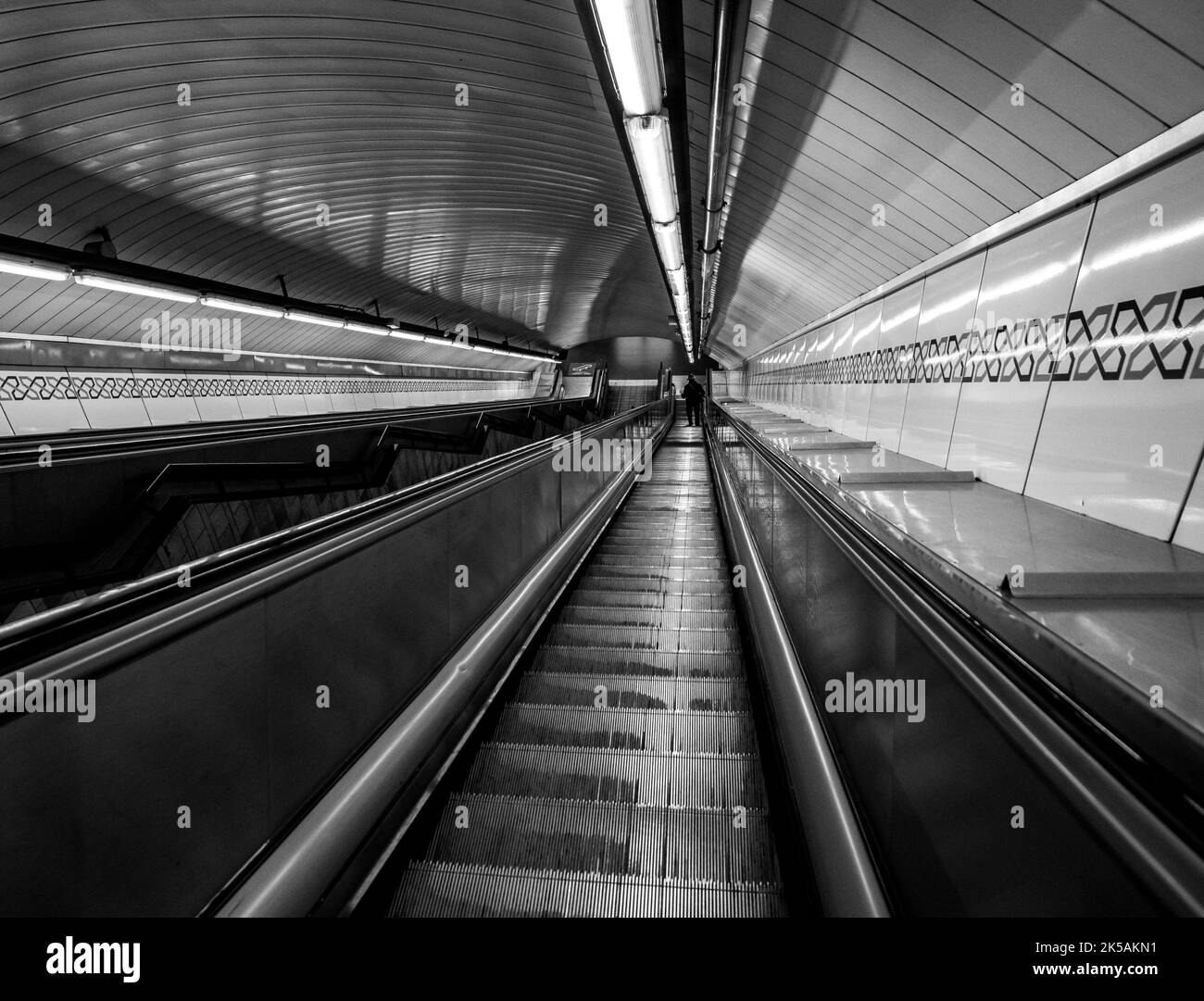 Black and white photography of the entrance of the subway station with ...