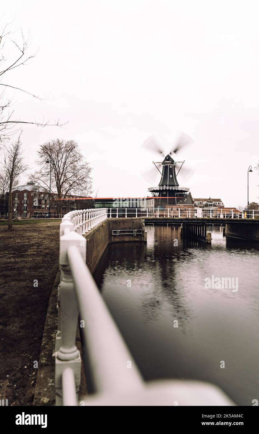 Mill Long Exposure in Haarlem Netherlands Holland Stock Photo - Alamy