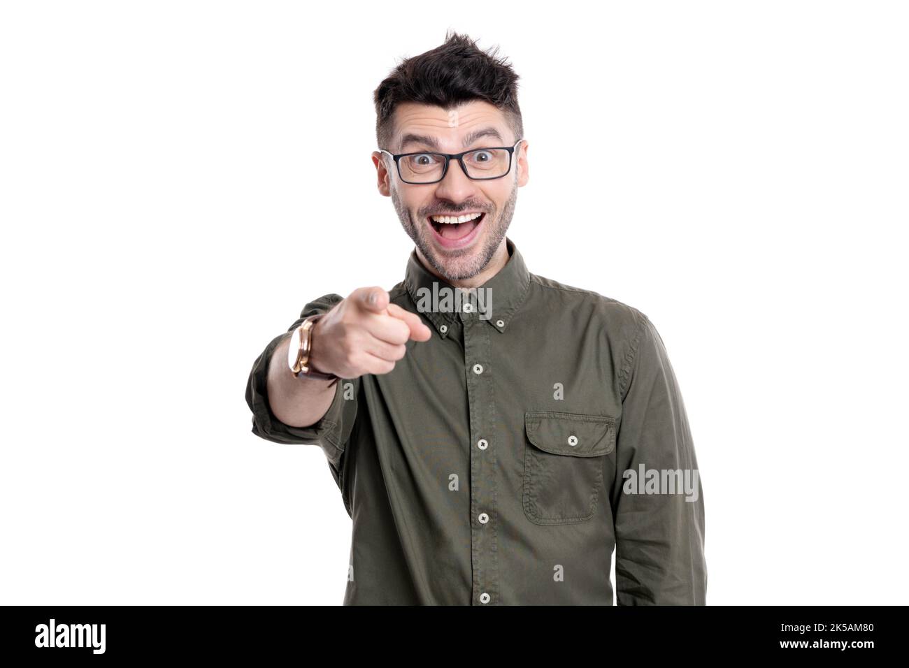 business executive pointing finger. man executive isolated on white ...