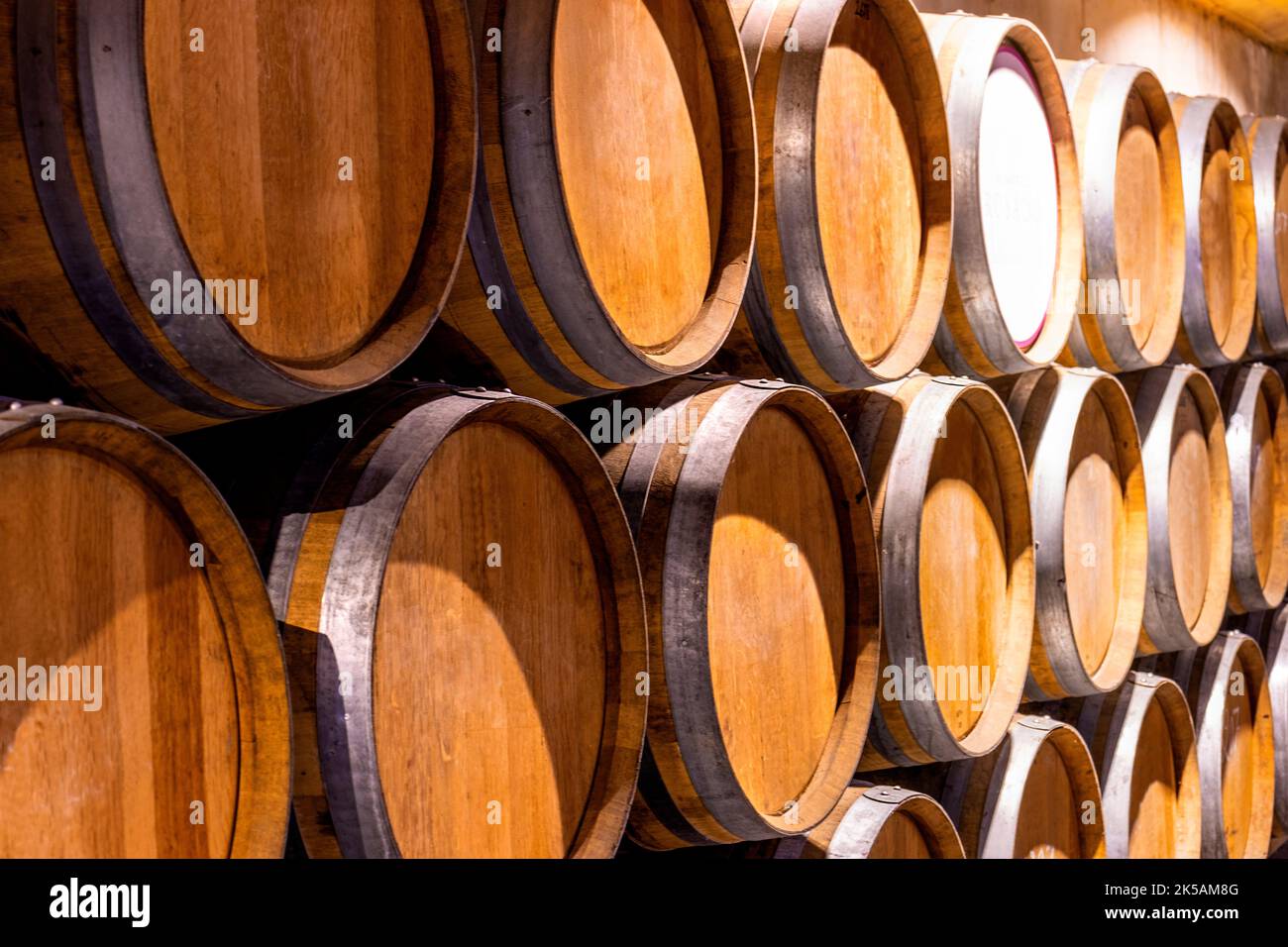 Wine barrels. Winery in Spain that keeps French oak barrels to ferment ...